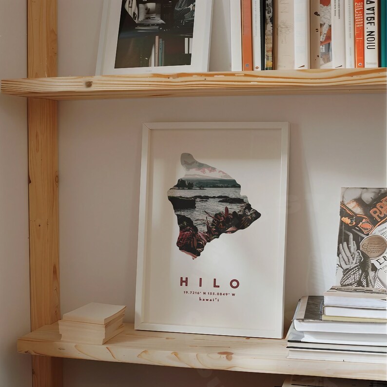 Hilo Map Artwork Big Island Artwork Hawaii Travel Print Hilo Wall Art ...
