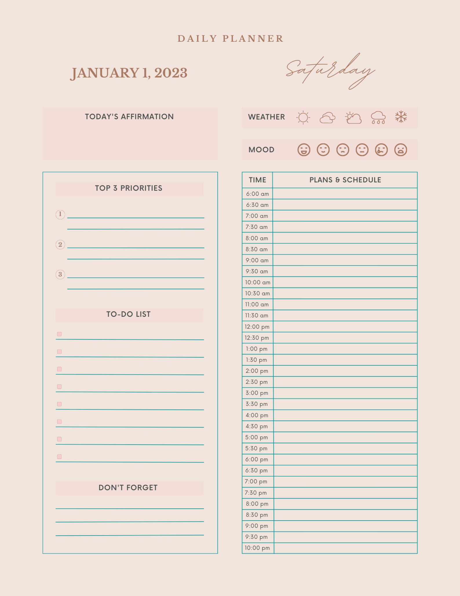 Daily to Do List, Daily Schedule, Download, Printable - Etsy