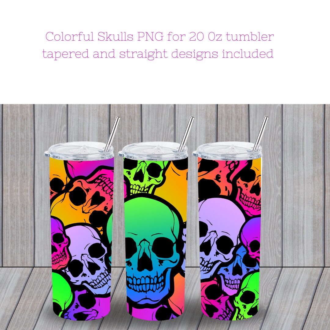 Skulls Png Colorful Skulls Png 20 0z Tumbler Sublimation - Etsy