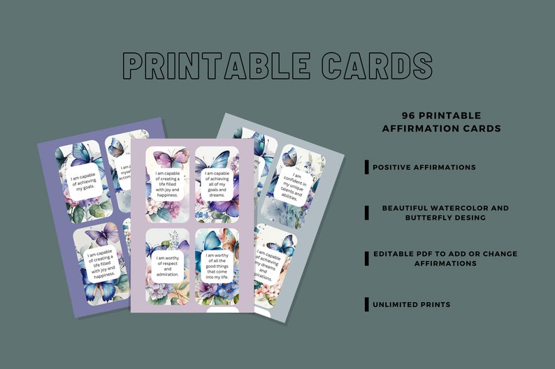 Affirmation Cards Positive Quote Flash Cards Affirmations Cards Self ...