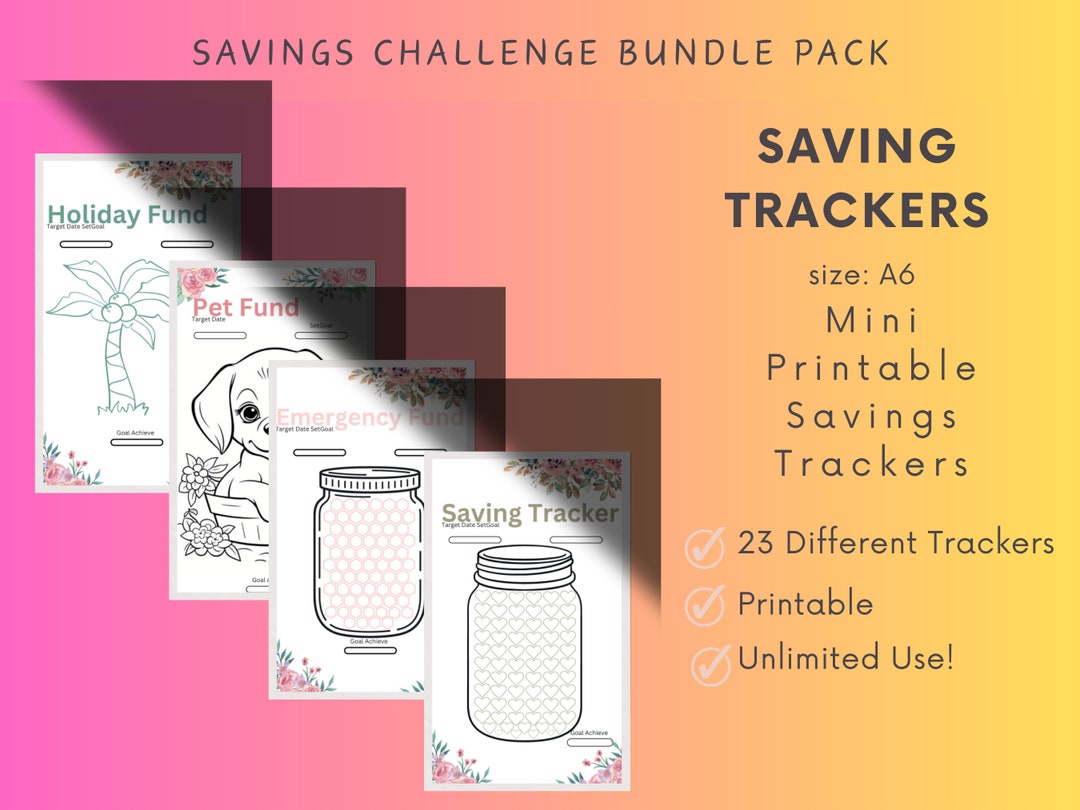 Floral Savings Bundle, Savings Tracker, Savings Bundle Pack, Budget ...