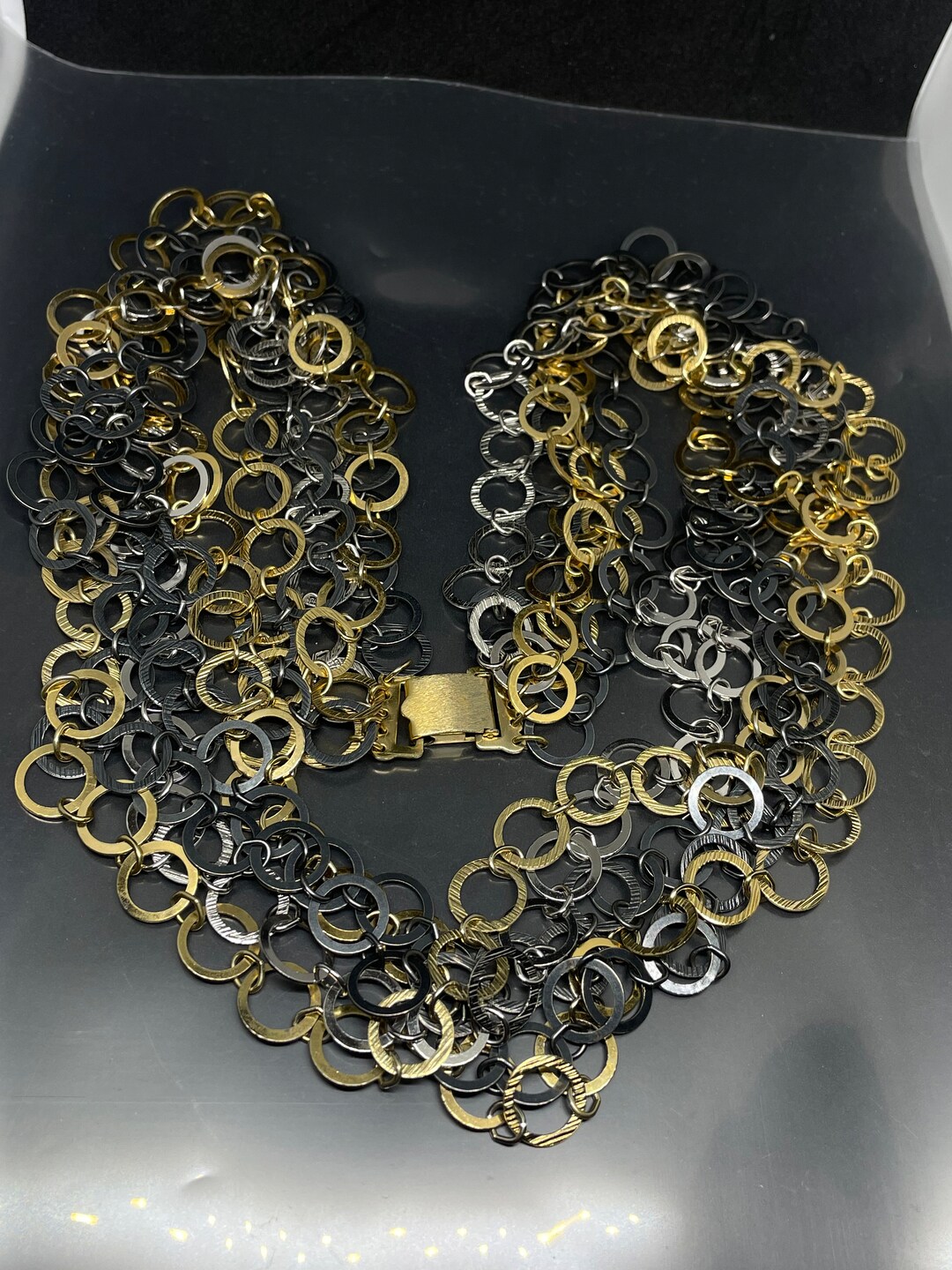 Vintage 1967 Signed Napier Book Piece Tri-tone Chain Runway Statement ...