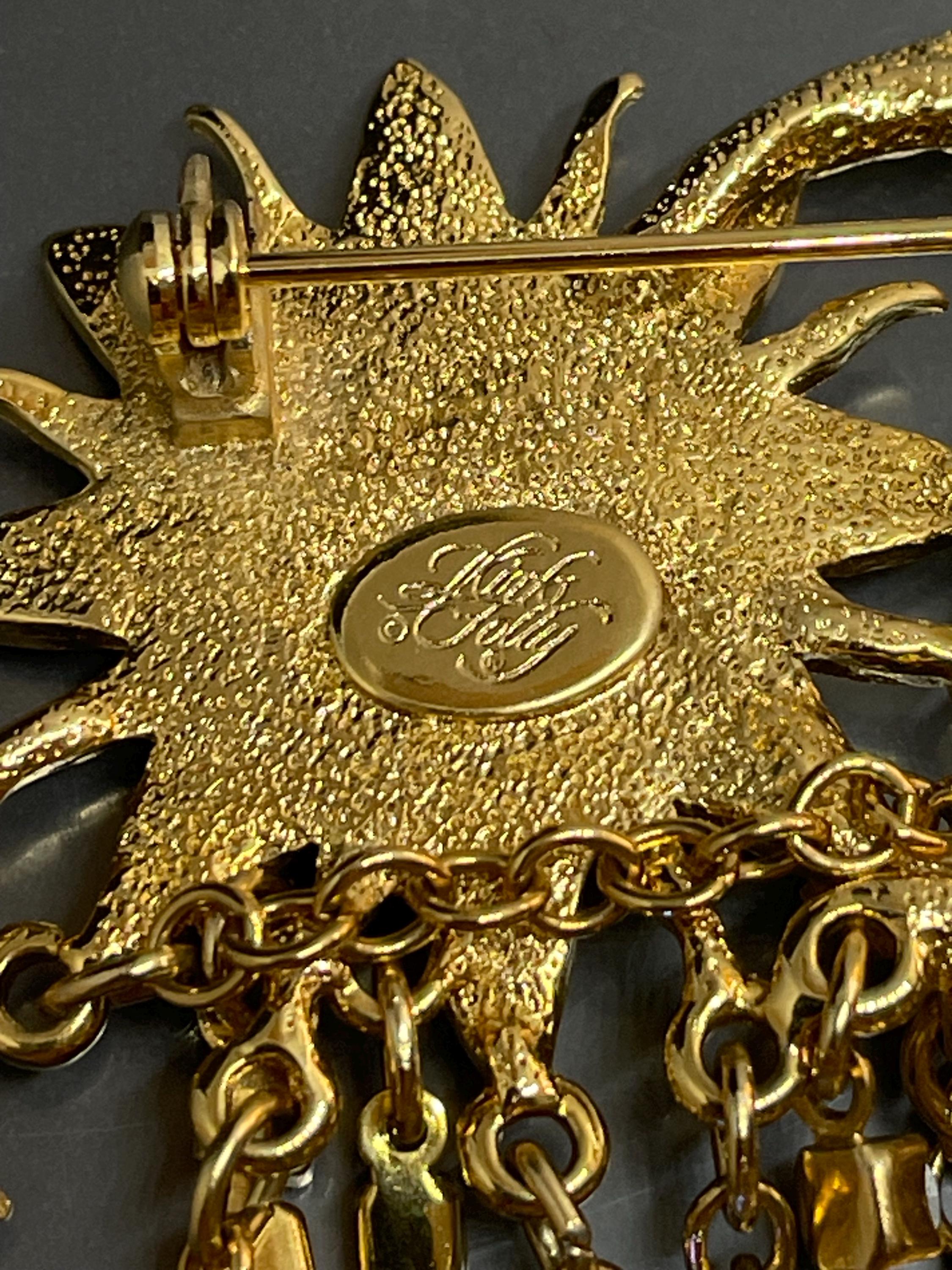 Vintage Kirks Folly Goldtone Sun Moon Stars Chain Charms Crystals ...