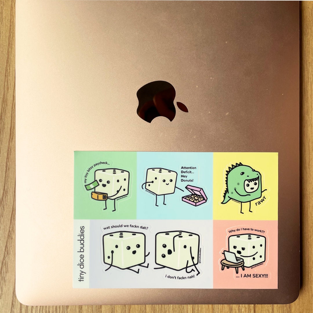Tiny Dice Buddies Die-cut Sticker Sheet (set of 5 Stickers) | Punny ...
