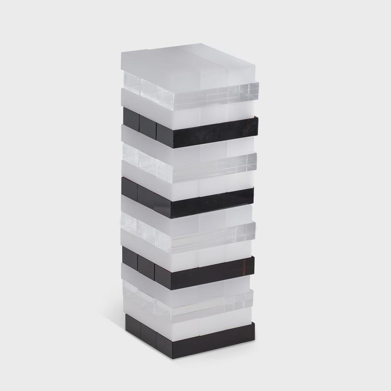 Modern Retro Acrylic Jenga Board Game Black and White - Etsy