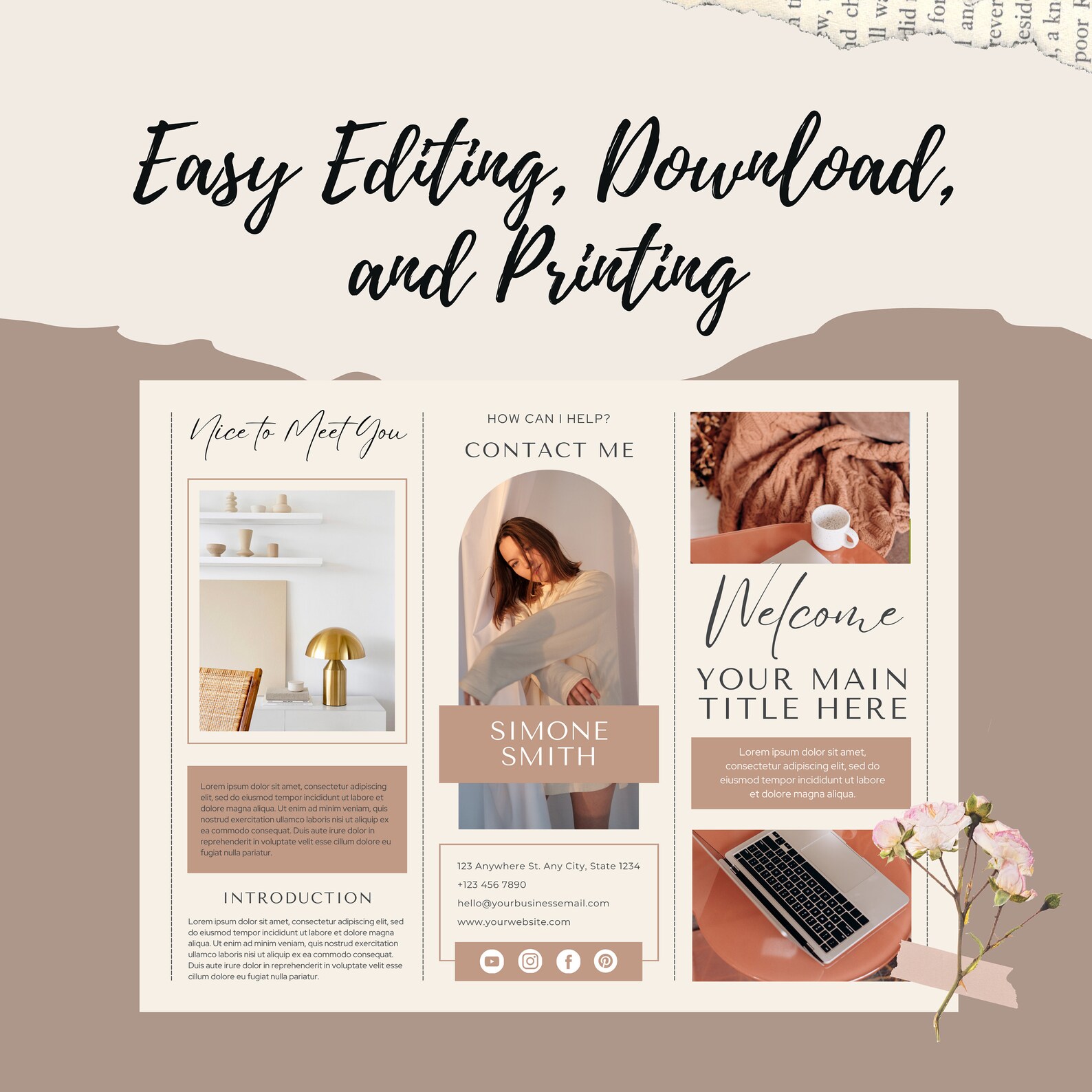 Editable Tri-fold Brochure Template for Business Promotion - Etsy UK