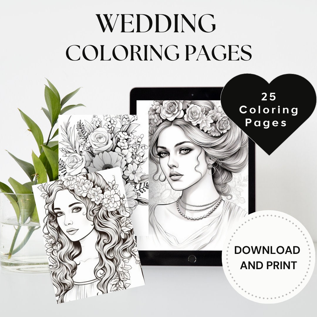 25 Beautiful Wedding Coloring Pages Adult Coloring Wedding Coloring ...