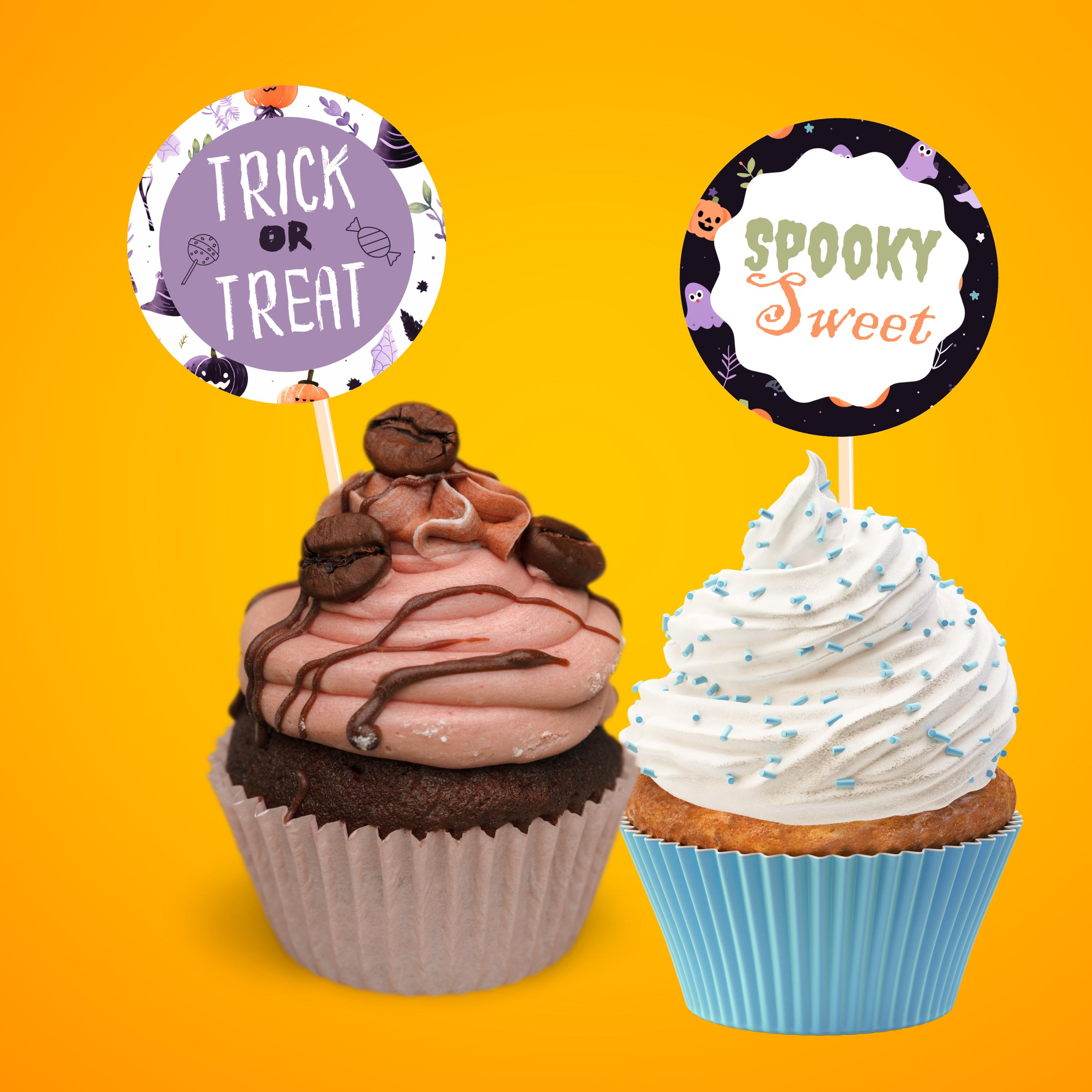 Cute and Spooky Printable Halloween Cupcake Toppers - Etsy