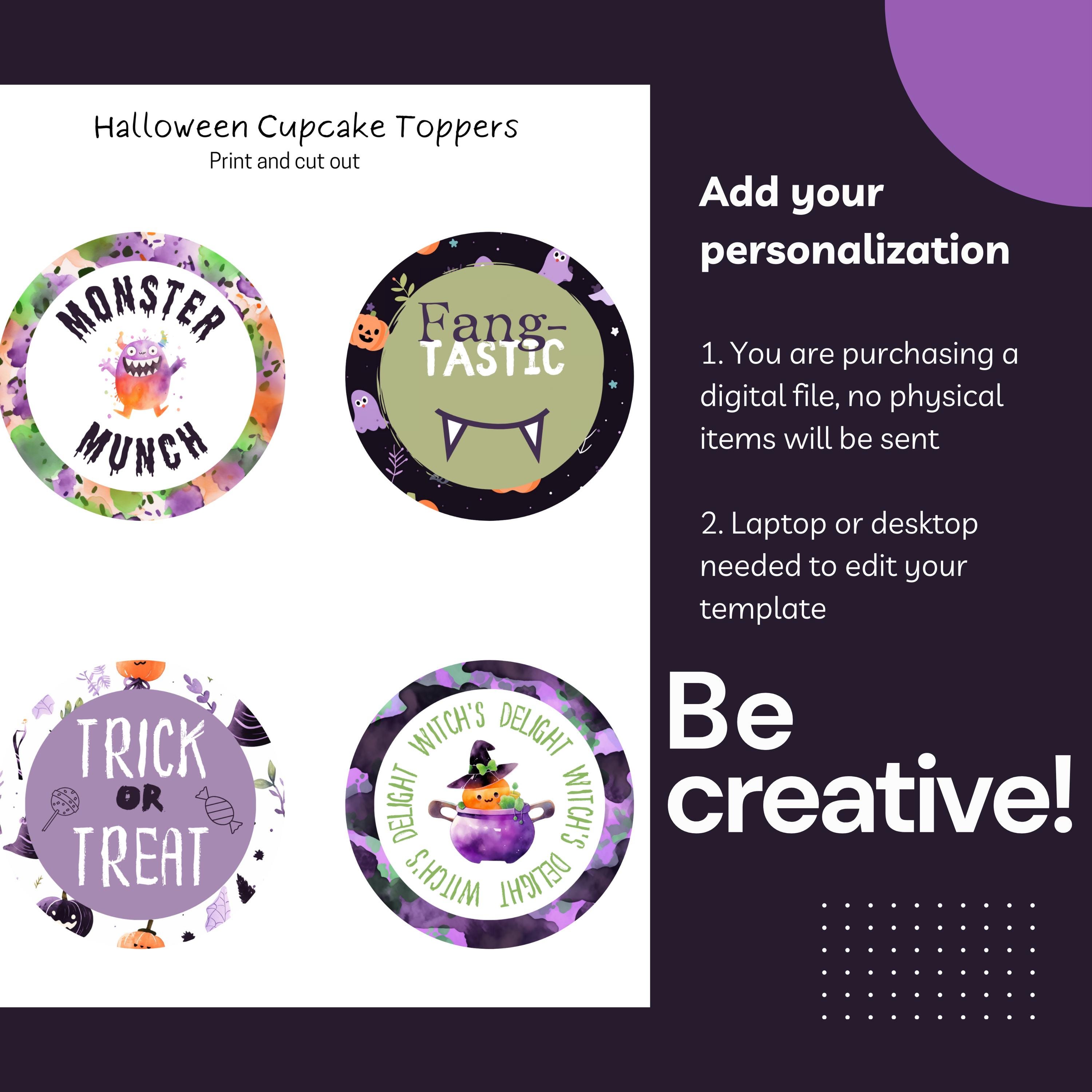 Cute and Spooky Printable Halloween Cupcake Toppers - Etsy