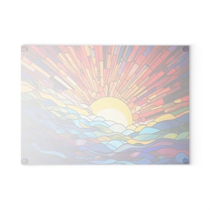 Rainbow Sunset Glass Cutting Board Ocean Sunset Anniversary Gift Mother ...