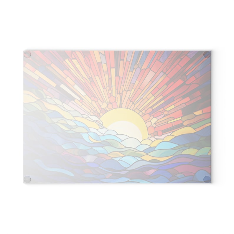 Rainbow Sunset Glass Cutting Board Ocean Sunset Anniversary Gift Mother ...