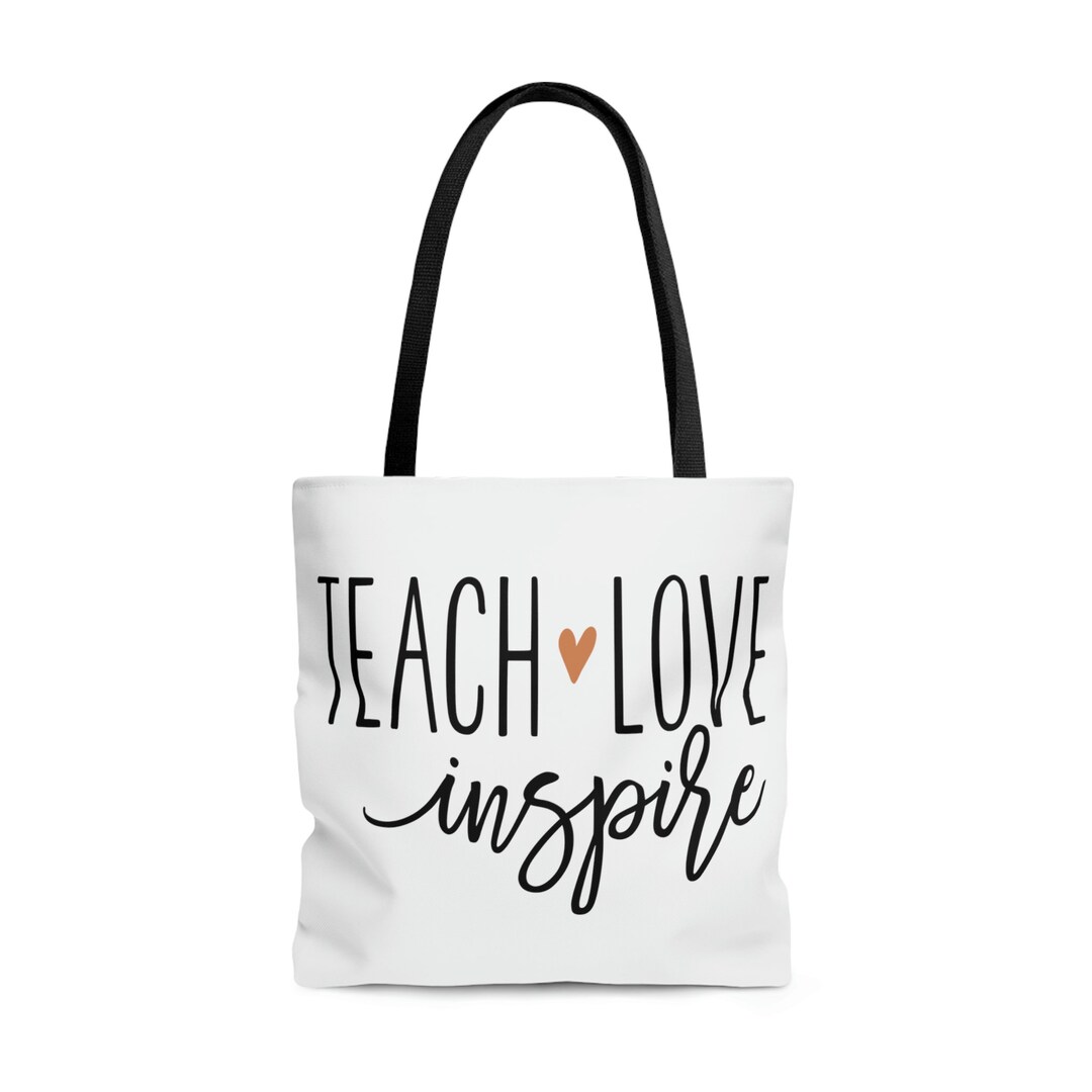 Teacher Tote Bag Teach Love Inspire Gift for Teacher Book Tote Teach ...
