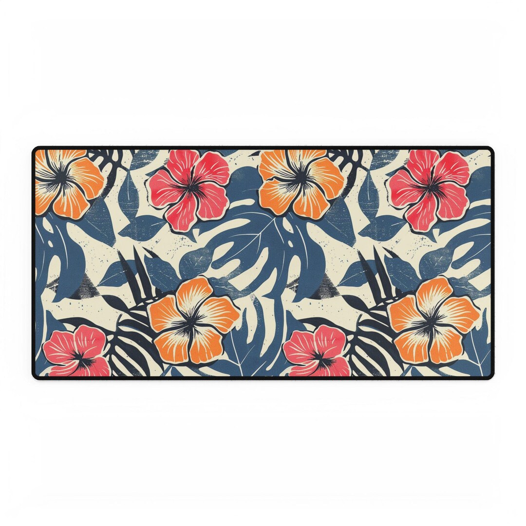 Retro Hawaiian Flower Print Desk Mats - Etsy