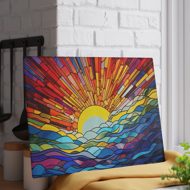 Rainbow Sunset Glass Cutting Board Ocean Sunset Anniversary Gift Mother ...