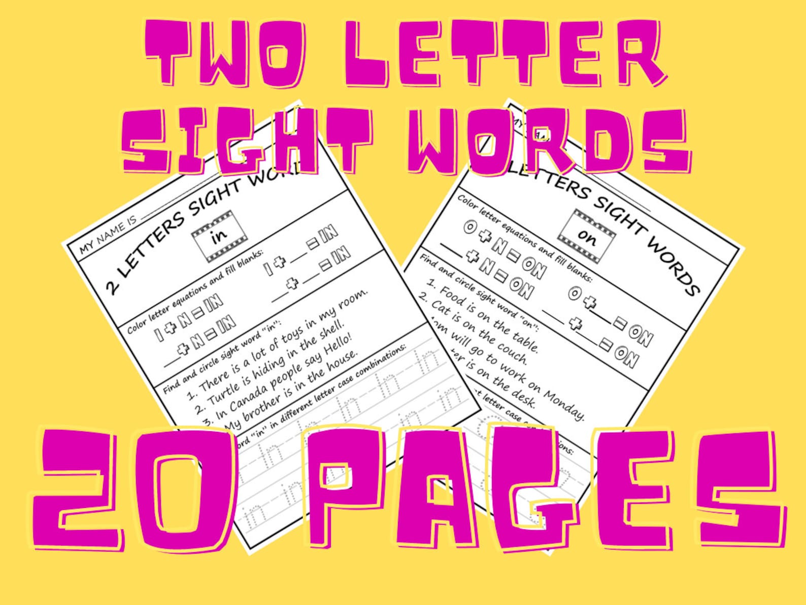 Kindergarten-1st Grade Handwriting and Spelling Activity | Sight Word ...