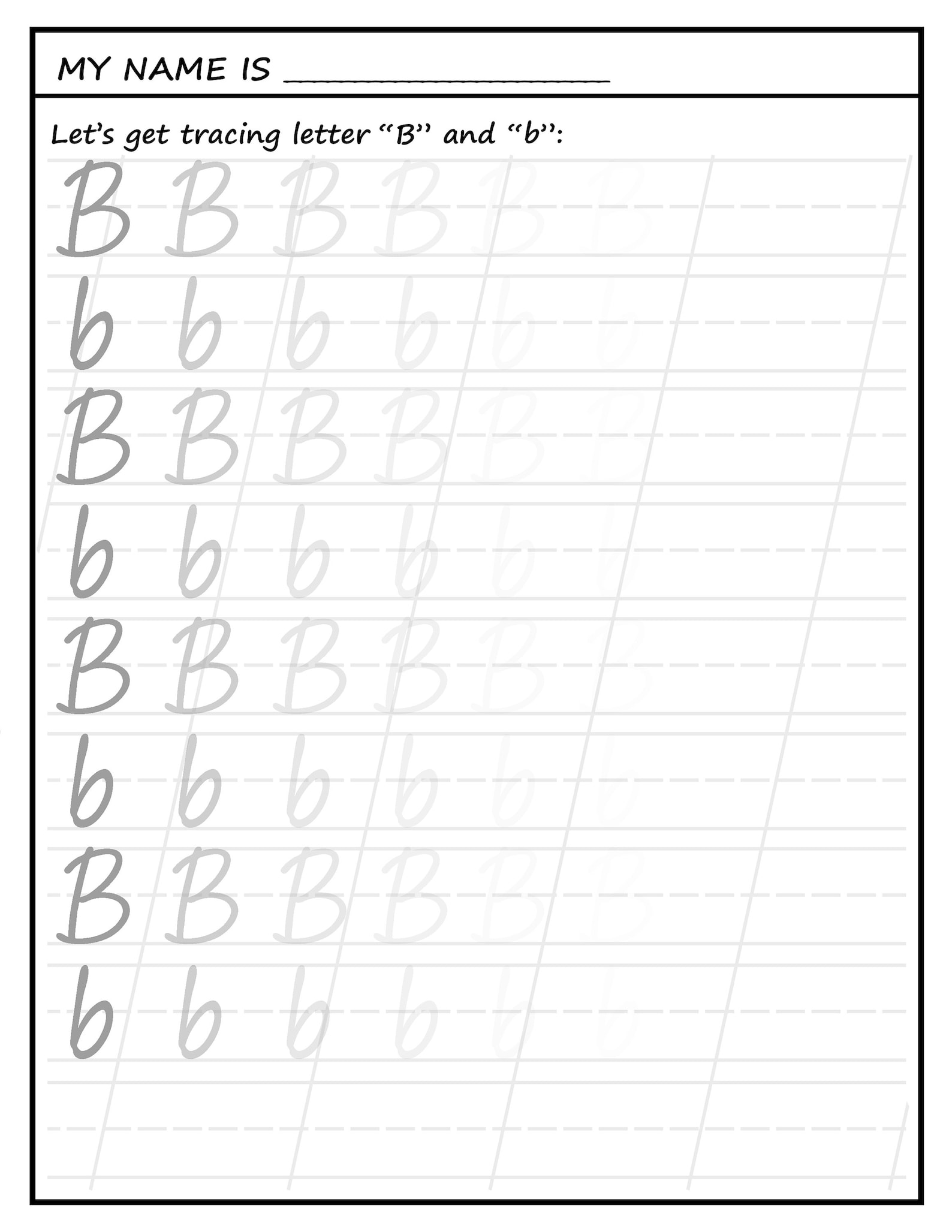 Printable Alphabet Tracing/lettrr Writing Activity for Kindergarten ...