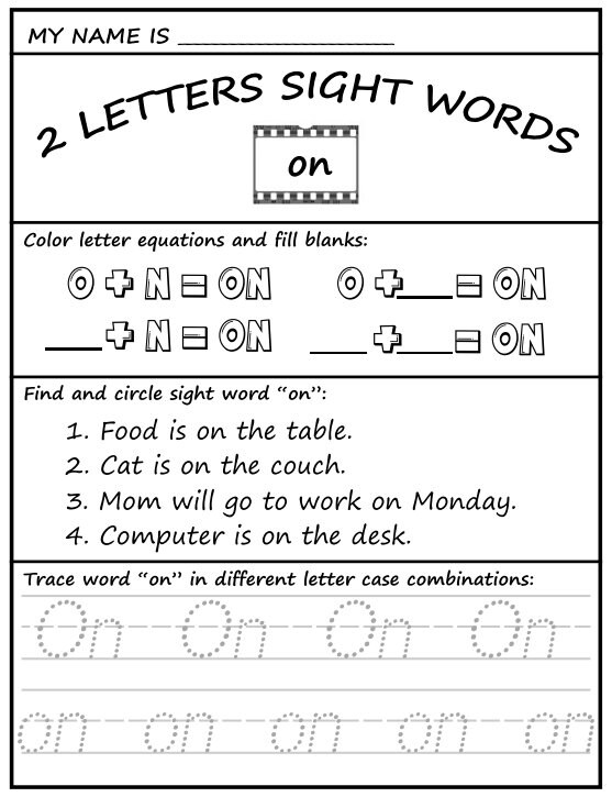 Kindergarten-1st Grade Handwriting and Spelling Activity | Sight Word ...