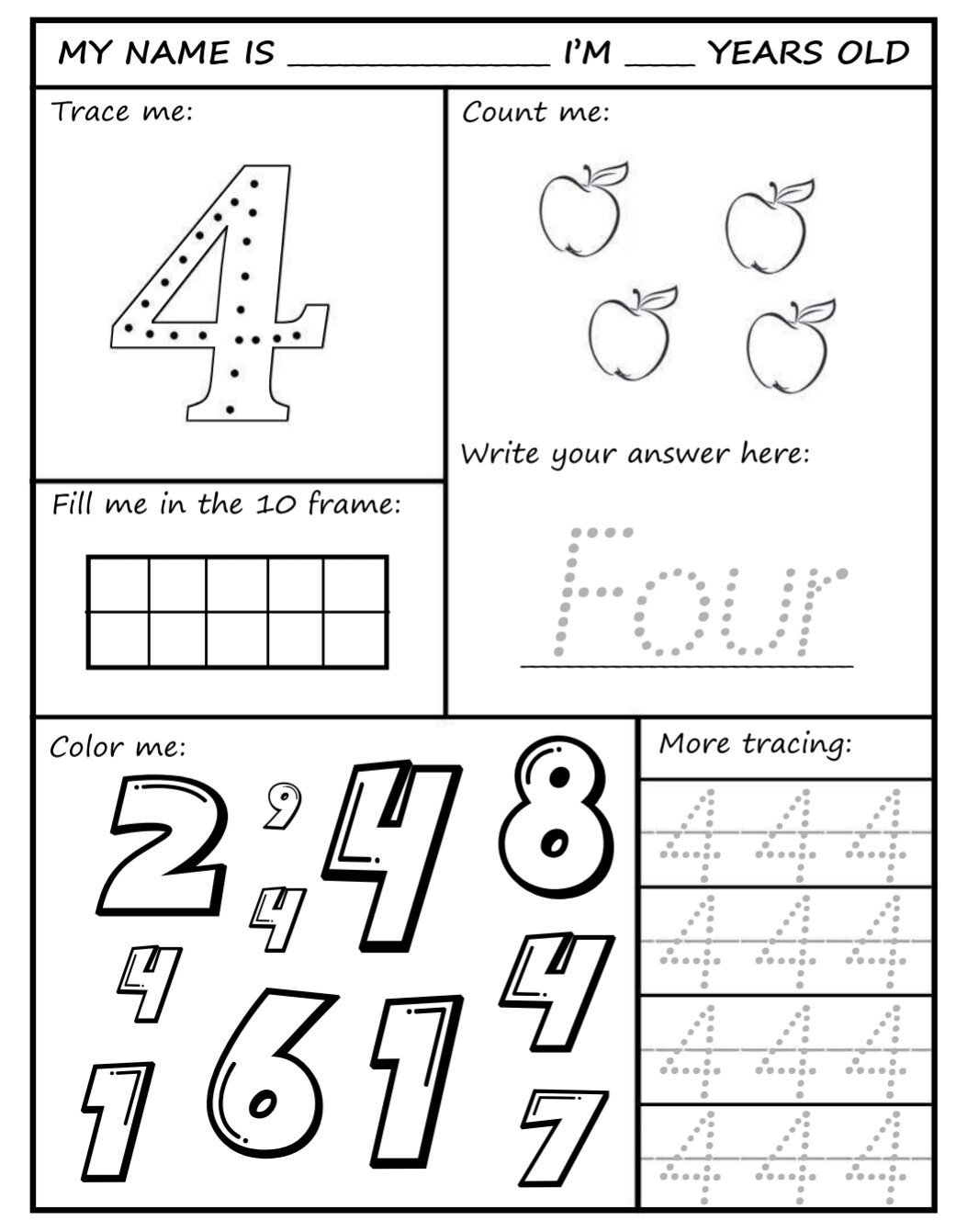 Number Tracing Counting Worksheets 0-20 Worsheets Number Recognition ...