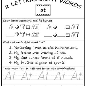 Kindergarten-1st Grade Handwriting and Spelling Activity | Sight Word ...