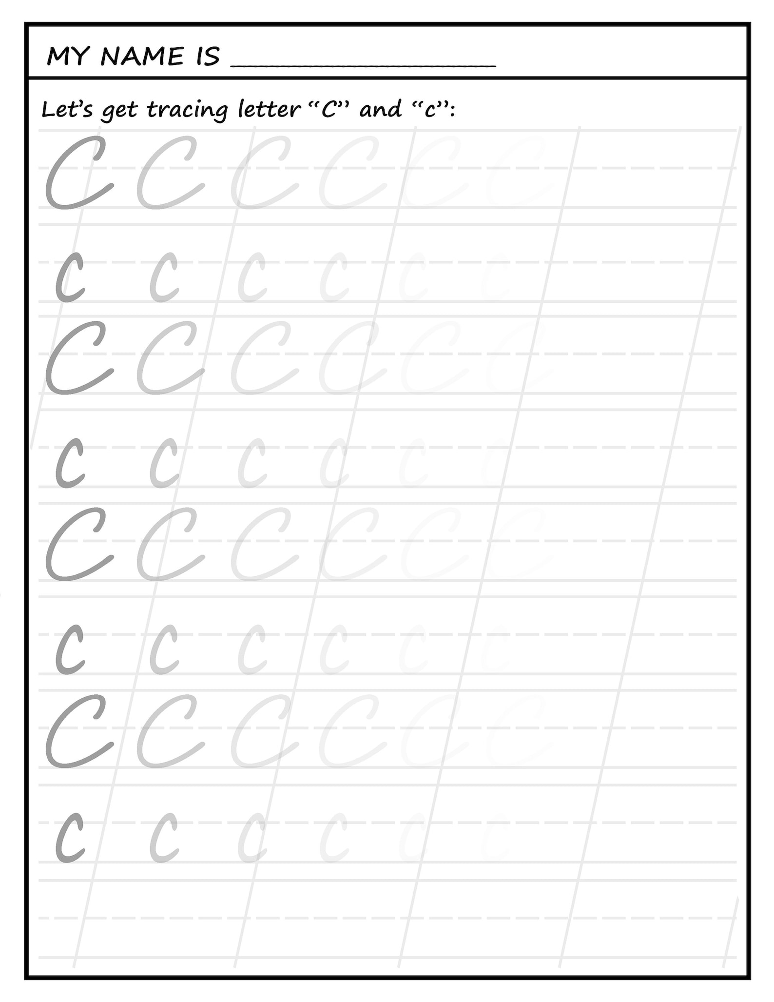 Printable Alphabet Tracing/lettrr Writing Activity for Kindergarten ...