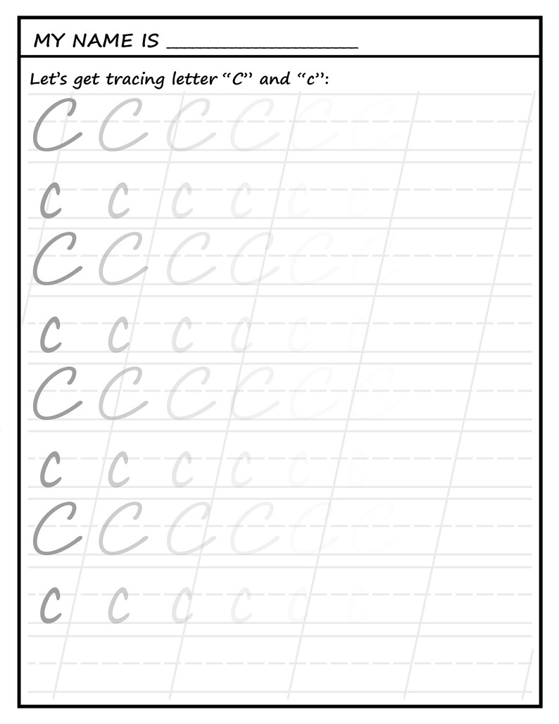 Printable Alphabet Tracing/lettrr Writing Activity for Kindergarten ...