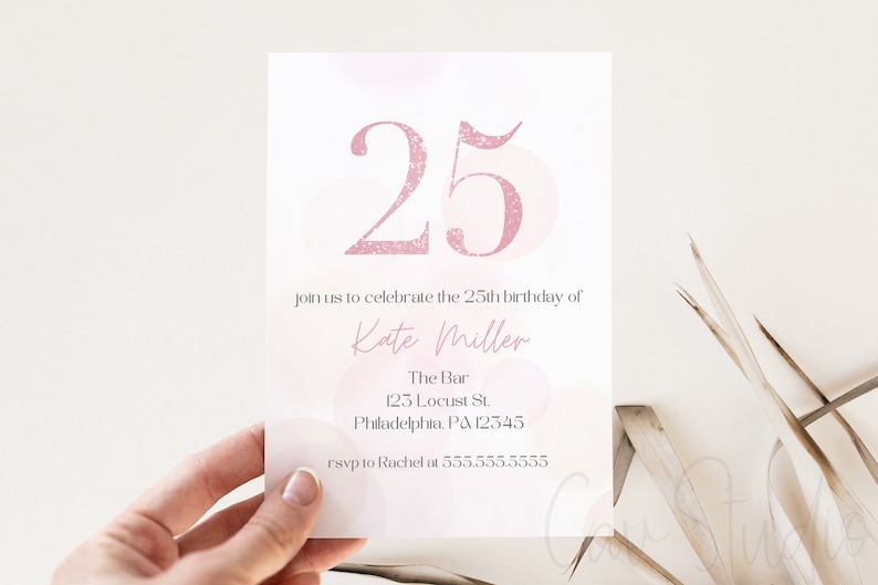 25th Birthday Invitation, 25th Birthday Invite, Girl Birthday ...
