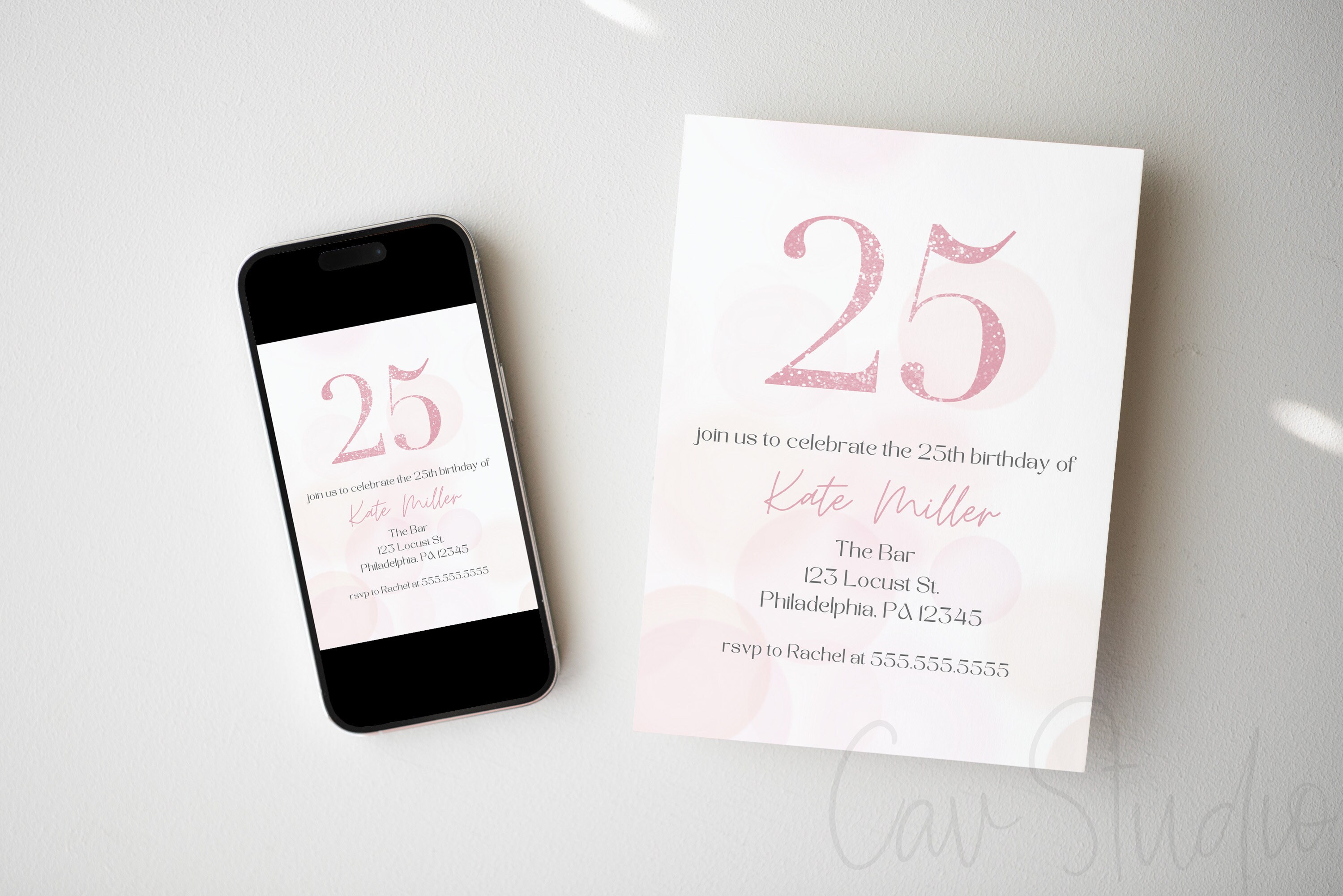 25th Birthday Invitation, 25th Birthday Invite, Girl Birthday ...