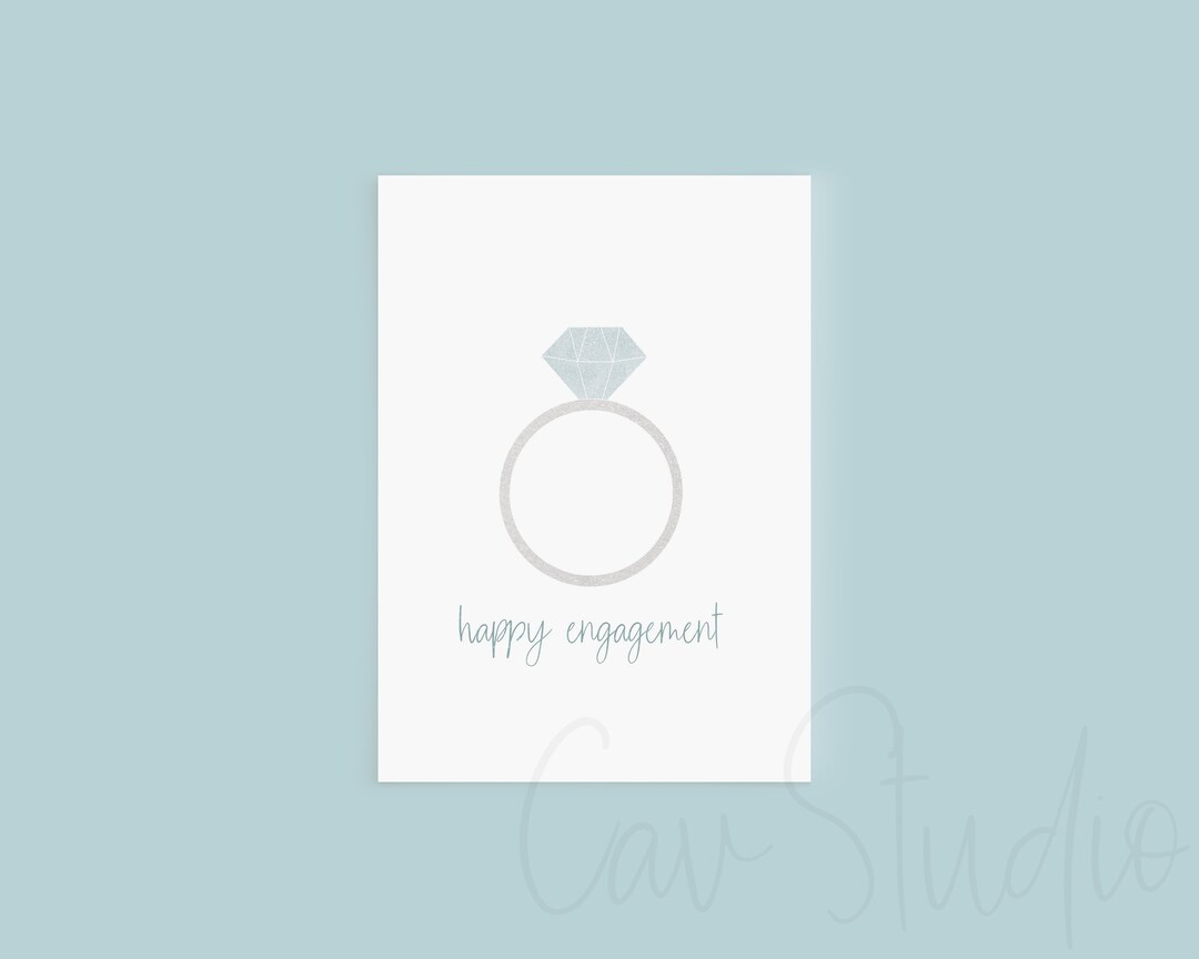 Engagement Card, Engagement Ring Card, Congratulations Card, Diamond ...