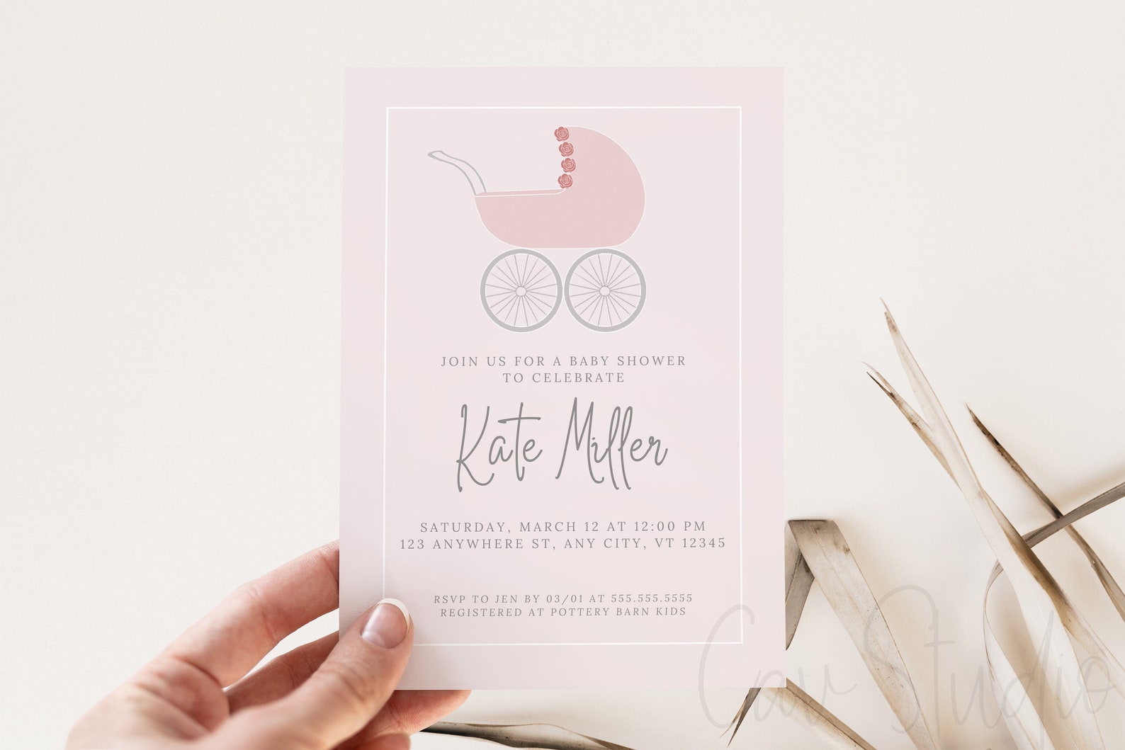 Girl Baby Shower Invite, Pink Baby Shower Invite, Spring Baby Shower ...