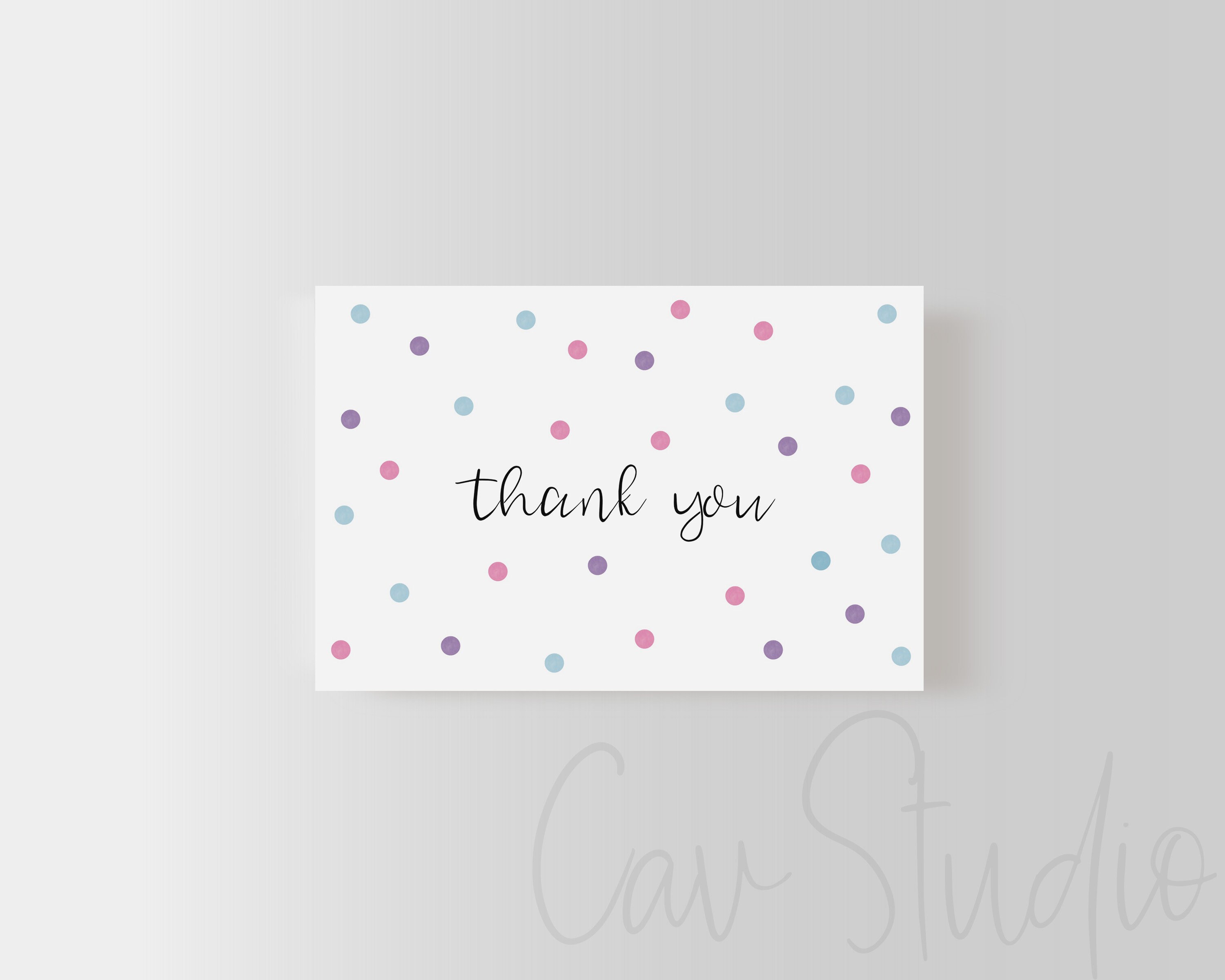 Thank You Card, Polka Dot Thank You Card, Colorful Thank You Card ...