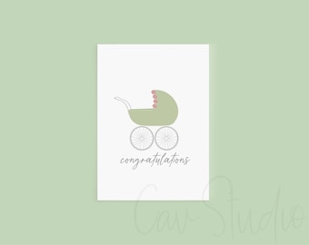 Printable Baby Shower/congratulation Card Gender Reveal - Etsy