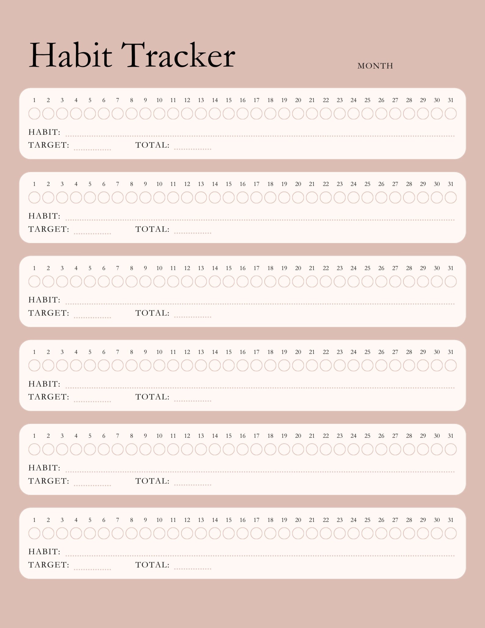 Monthly Habit Tracker - Etsy