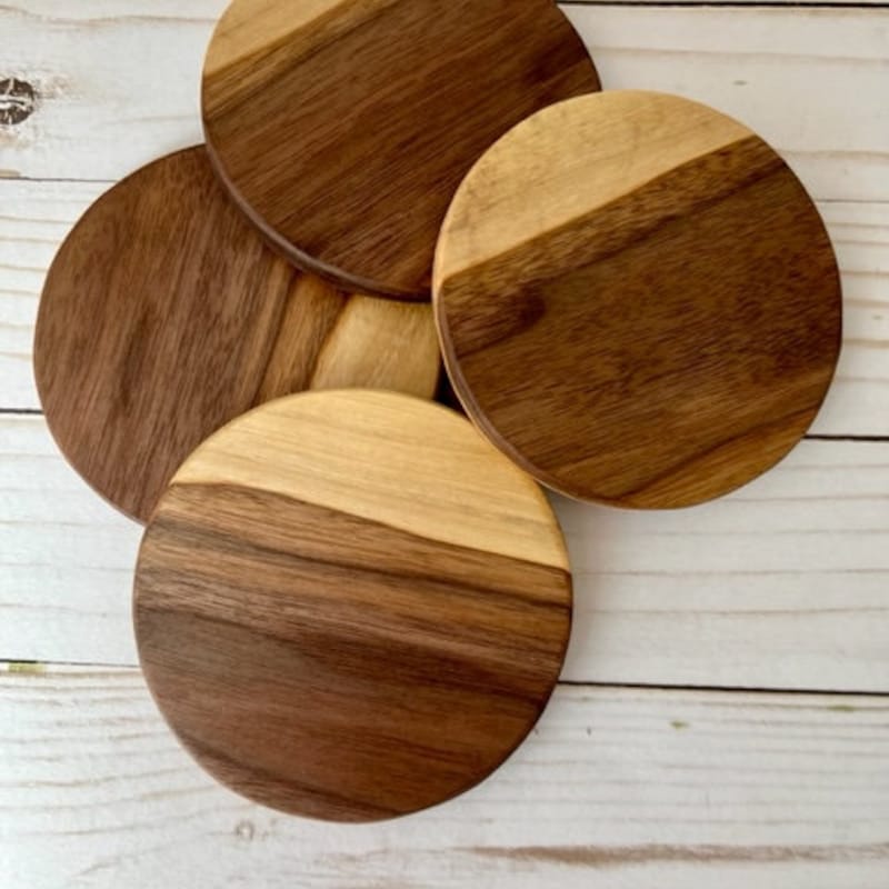 Wooden Coaster Sets With Holder - Etsy