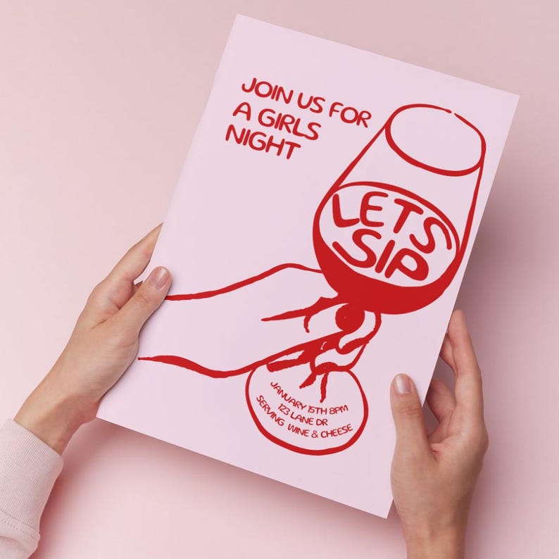 Girls Night Invitation Editable Text Invitation Template | Trendy Girls ...
