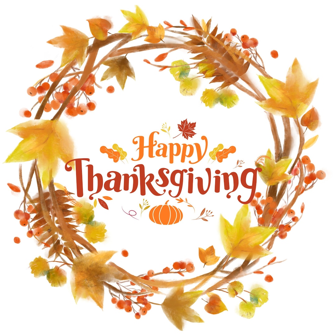 Fall Thanksgiving Wreath Clipart PNG Fall Clipart Fall PNG - Etsy
