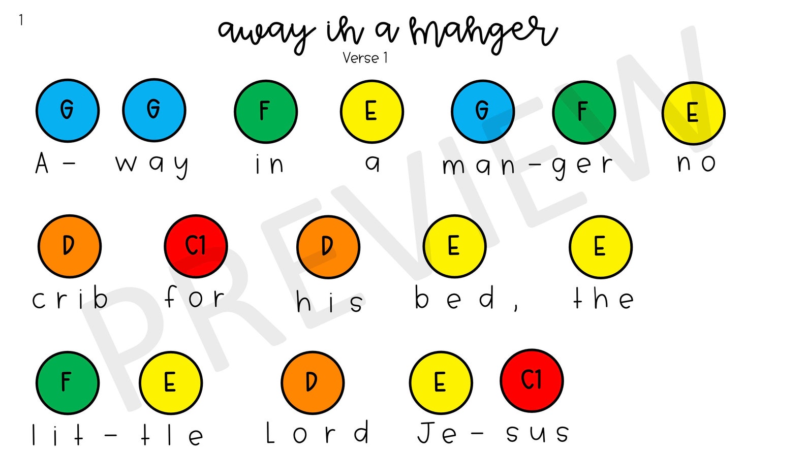 Away in a Manger- Handbell Chart (verse One Only) - Etsy