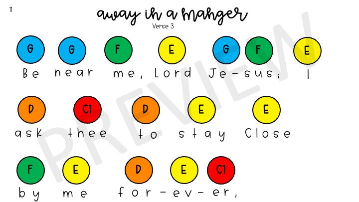 Away in a Manger- Handbell Chart (3 Verses) - Etsy