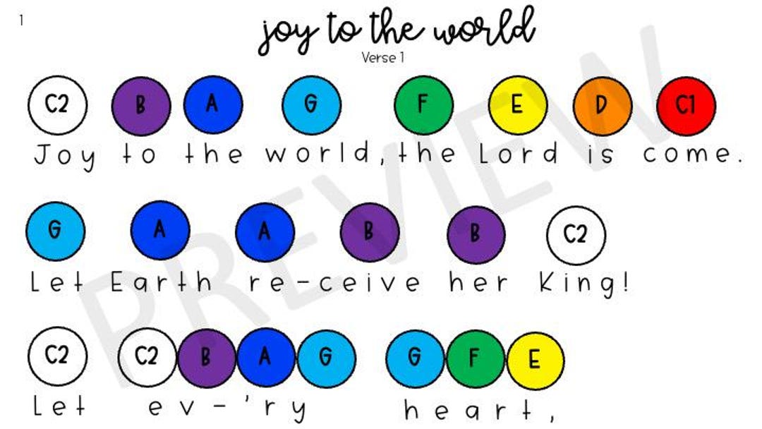 Joy to the World- Handbell Chart (1 Verse) - Etsy