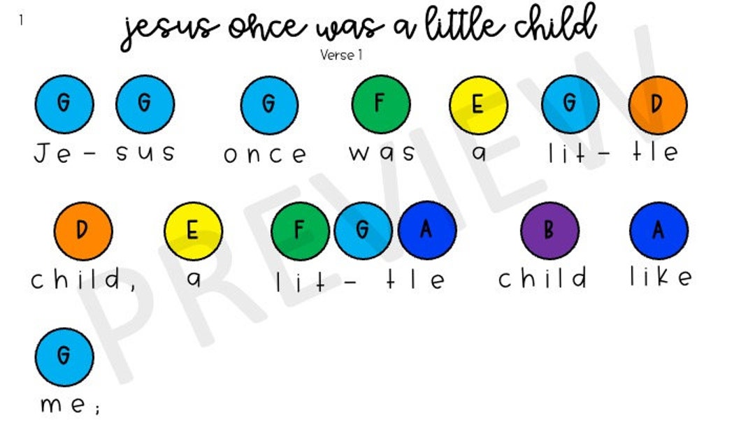 Jesus Once Was a Little Child- Handbell Chart - Etsy