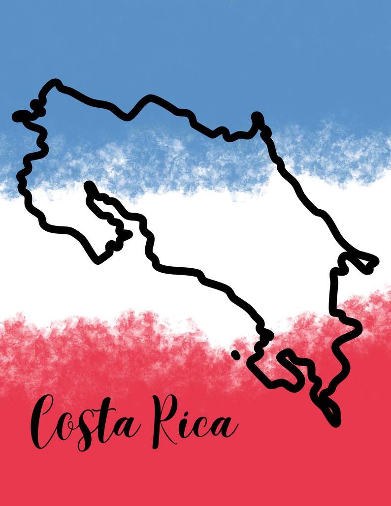 Watercolor Costa Rica Map Bundle Instant Digital Downloads. - Etsy