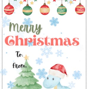 Christmas Dinosaur Gift Tags Printable Dino Holiday Tags Digital ...