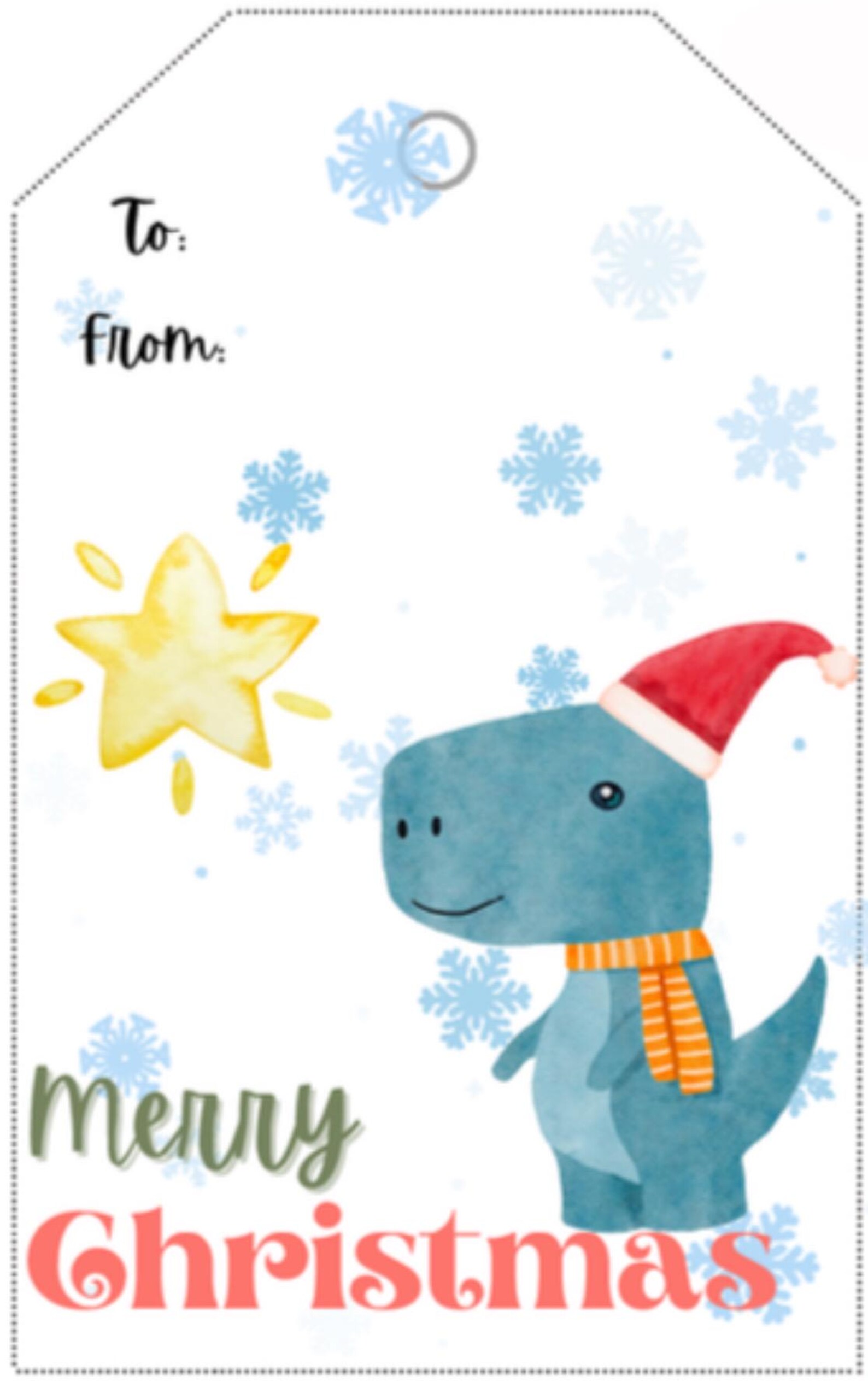 Christmas Dinosaur Gift Tags Printable Dino Holiday Tags Digital ...