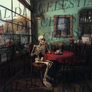 Skeleton Coffee Poster, DIGITAL IMAGE, Cozy Fall Print, Halloween Home ...