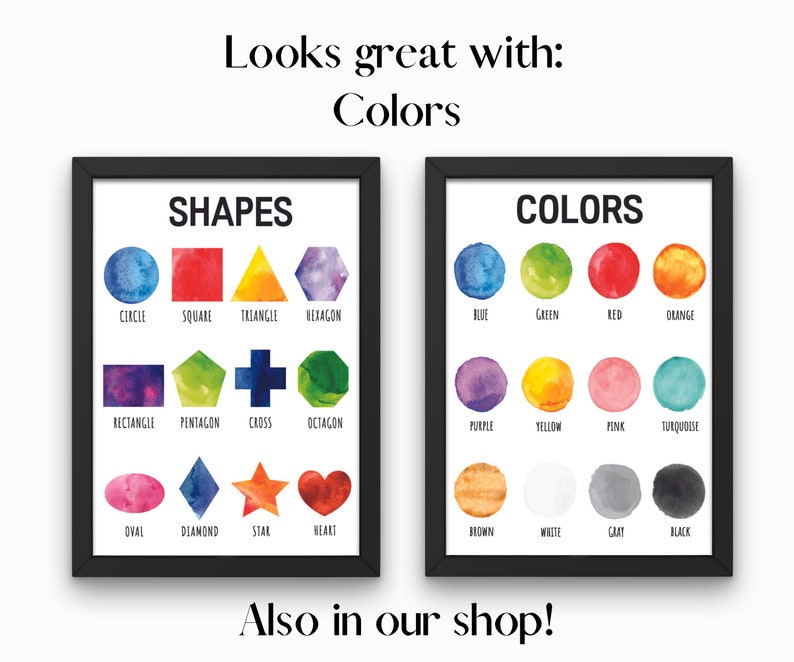 Shapes Wall Art, Learning Posters for Toddlers, Learning Posters for ...