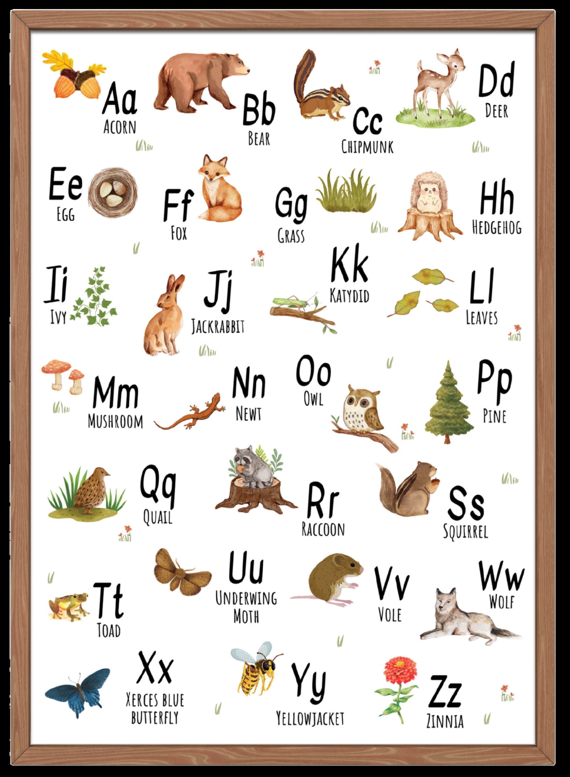 Woodland Alphabet Printable, Woodland Alphabet Poster, Woodland ...