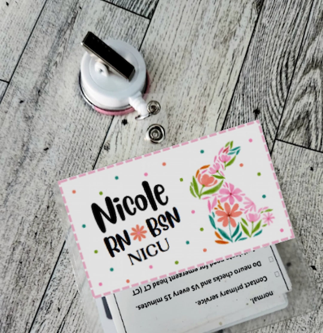 Badge Name Tag, Spring Badge Name Tag, Bunny Badge Name Tag, Easter ...