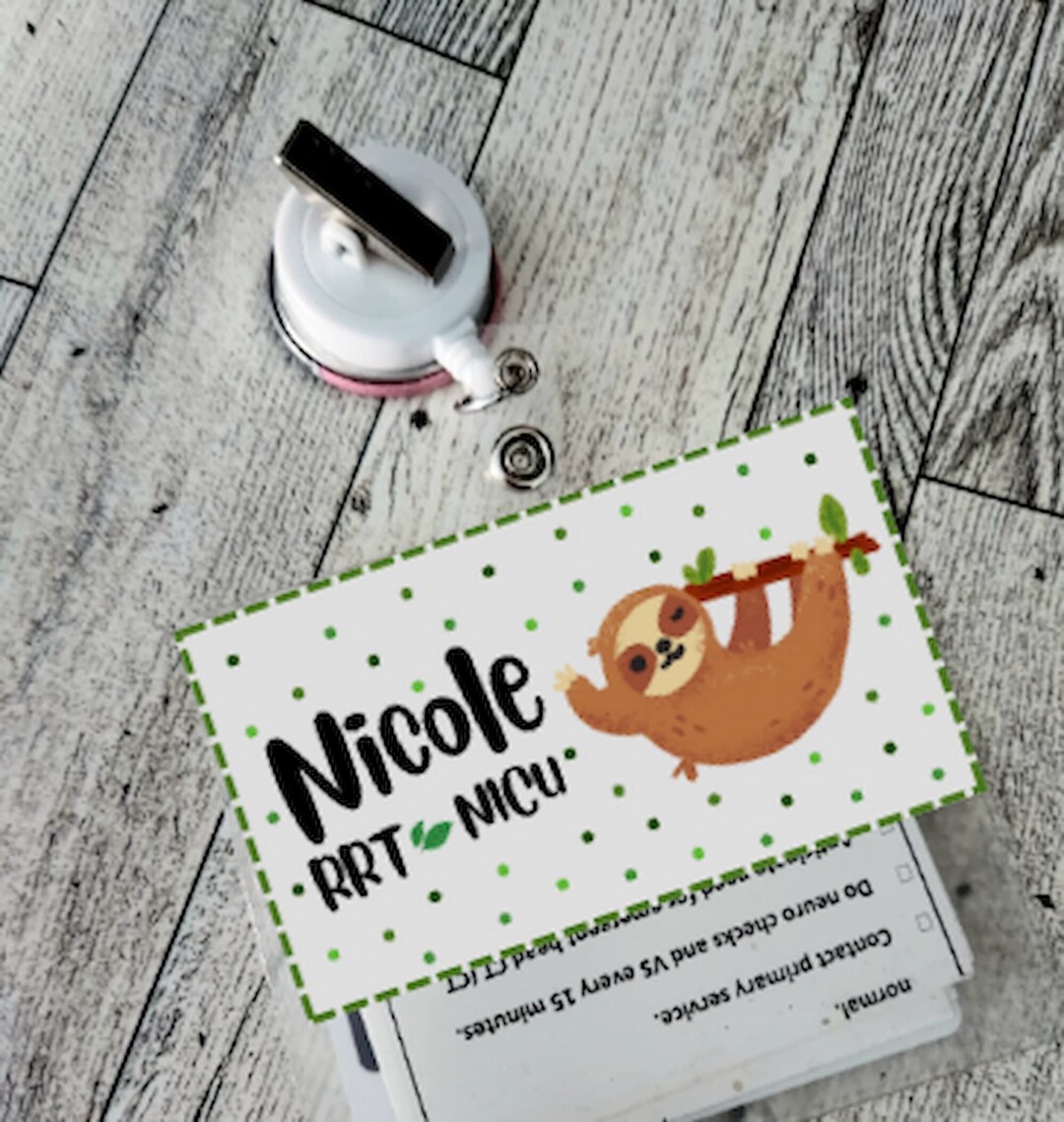 Badge Name Tag, Sloth Badge Name Tag, NICU Nurse Badge Name Tag, Nurse ...