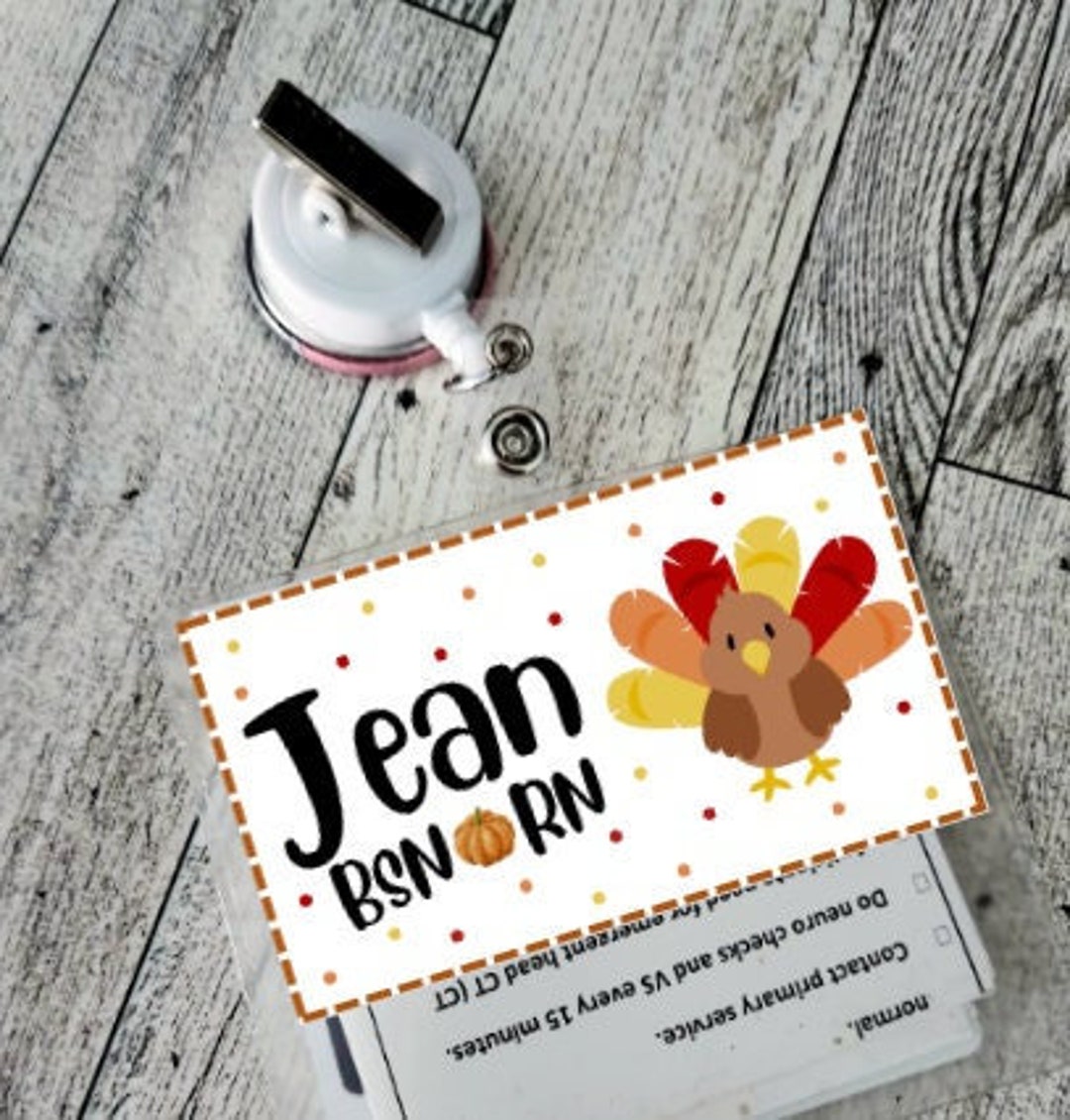 Thanksgiving Turkey Badge Name Tag: Customizable Nurse Badge - Etsy