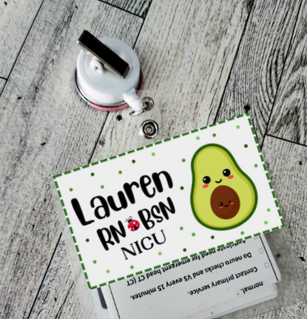 Badge Name Tag, Avocado Baby Name Tag, Avocado Badge Name Tag, Nurse ...