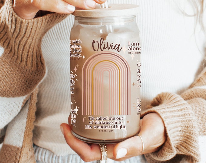 Pray Wait Trust Glass Can, Christian Cup for Women, Religious Gift for ...